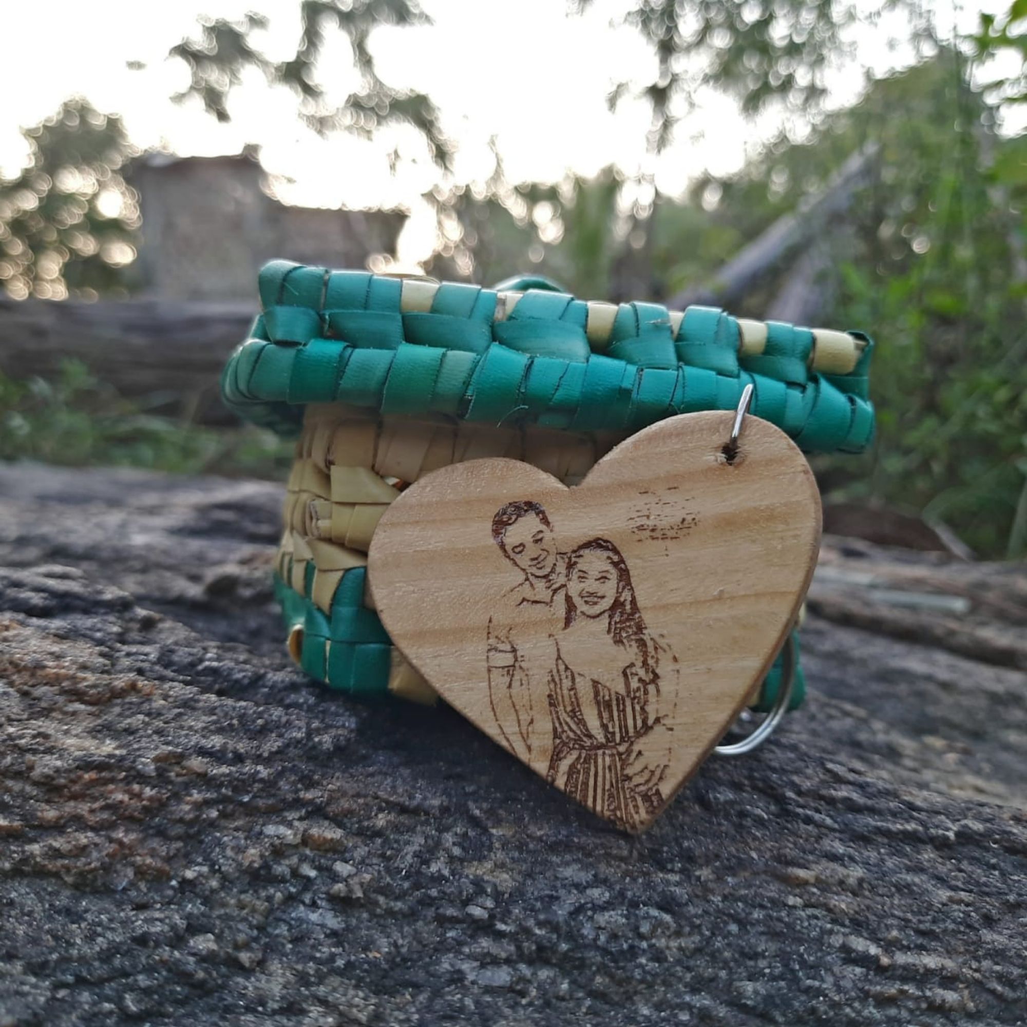 Personalized Photo Engraved Heart Key Chain on Luulla